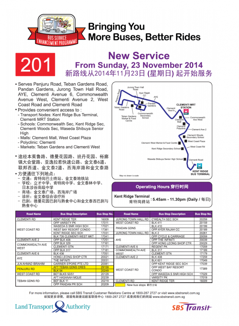 LTA/SBST Joint News Release – Service 201 Launch Poster | Land ...