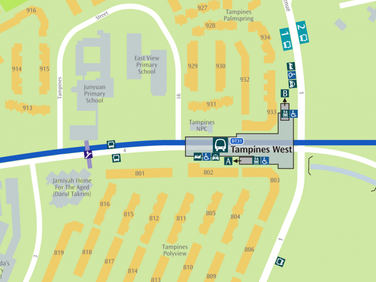 Map of Tampines West MRT Station | Land Transport Guru