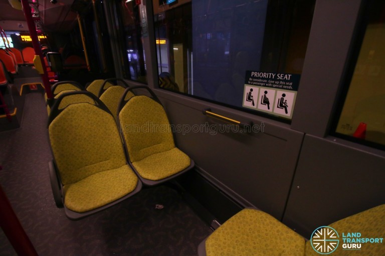 Priority Seats Sticker at the front of the bus | Land Transport Guru