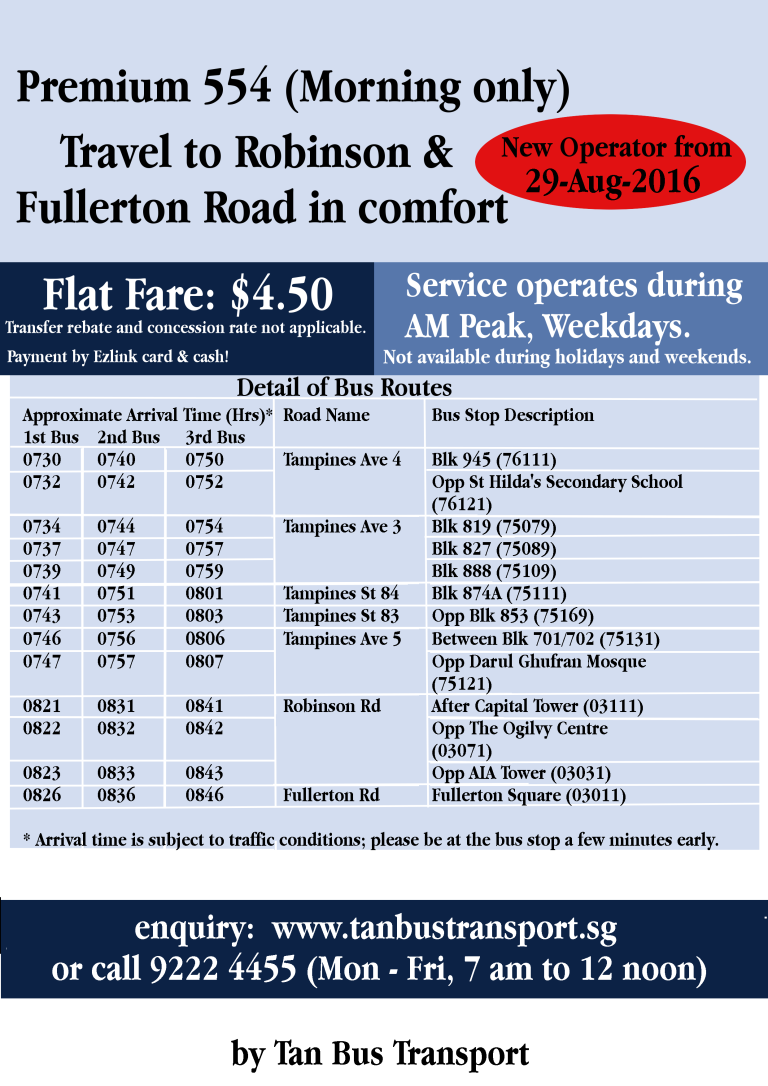 (Defunct) Premium Bus Service 554 | Land Transport Guru
