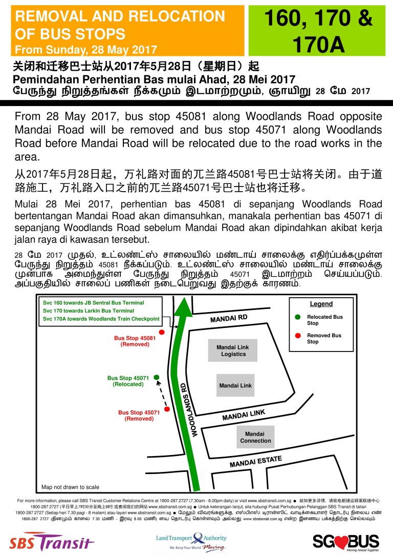 Removal & Relocation of Bus Stops along Woodlands Road for SBST ...
