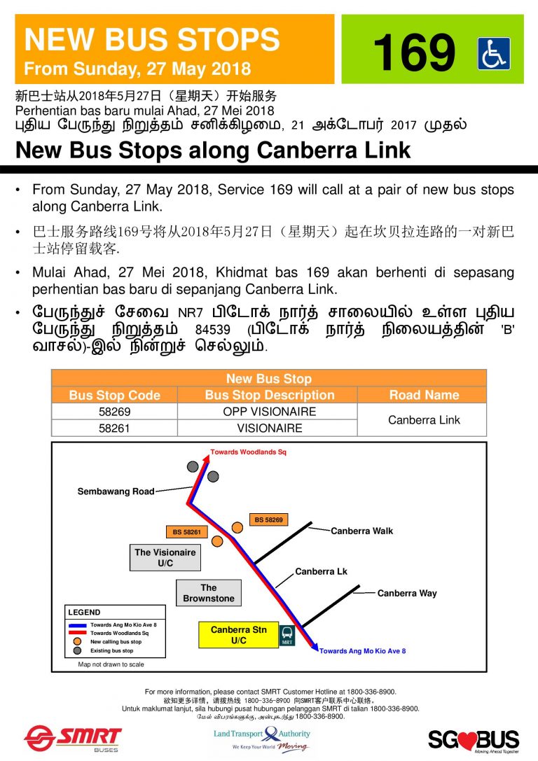 New Bus Stop for Service 169 along Canberra Link | Land Transport Guru