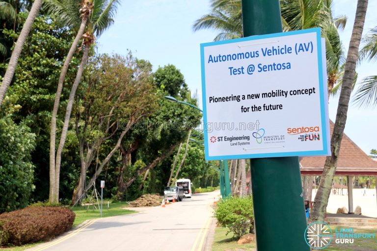 AV Testing Sign at Sentosa (Tanjong Beach Walk) | Land Transport Guru