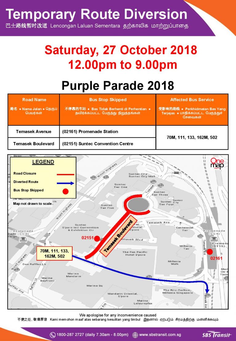 SBS Transit Poster for Purple Parade 2018 | Land Transport Guru