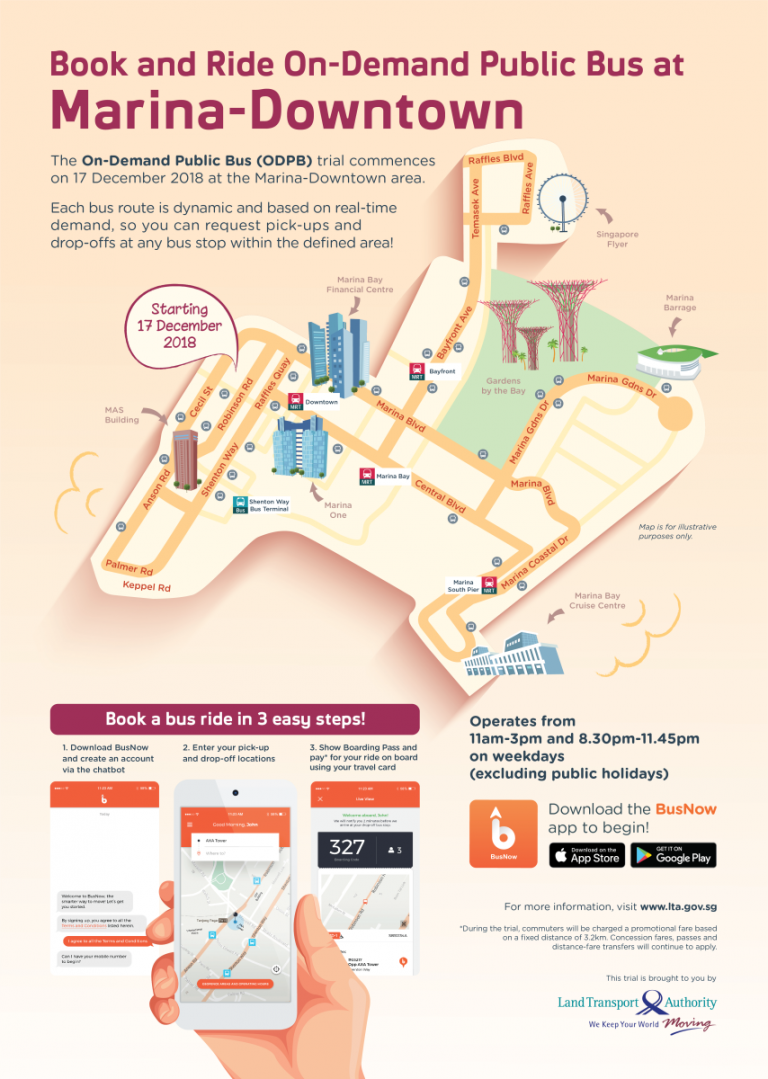 On Demand Public Bus (Marina – Downtown) – LTA Poster | Land Transport Guru