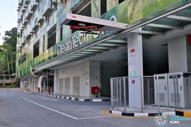 ABB OppCharge pantograph charger at CleanTech One | Land Transport Guru