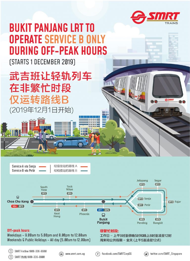 SMRT Trains Poster for Changes to Bukit Panjang LRT Operations ...
