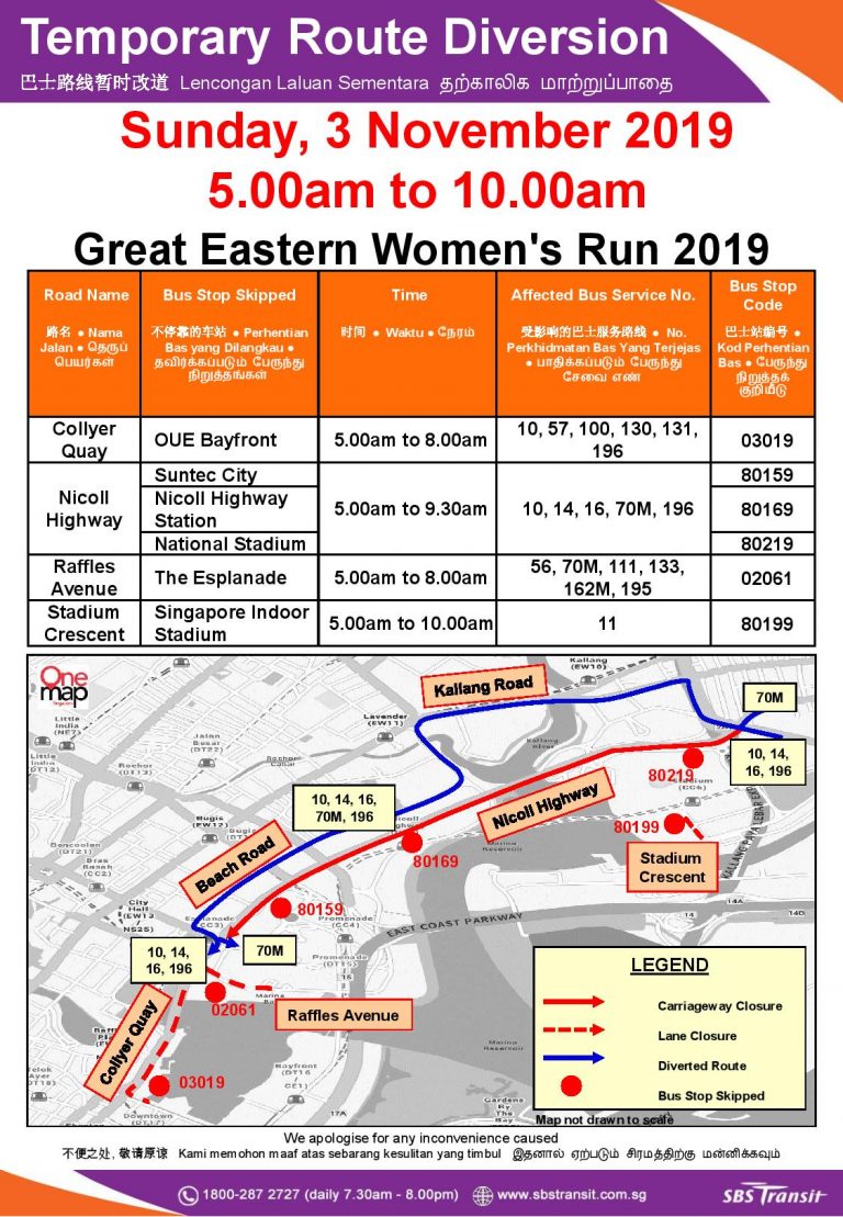 Bus Service Diversion for Great Eastern Women’s Run 2019 | Land ...