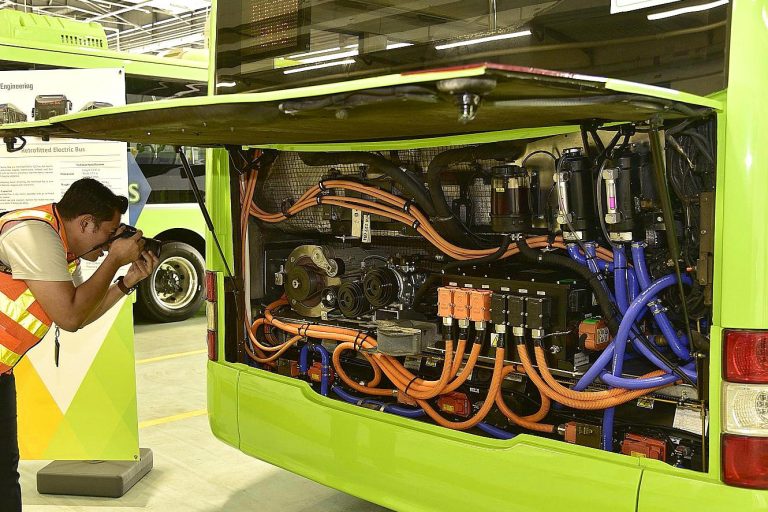 ST Engineering Retrofitted Electric Bus Engine Bay (Photo: Straits ...