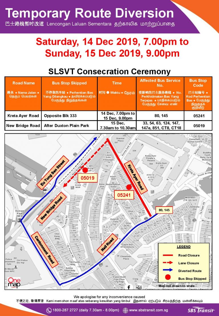 SBS Transit Temporary Route Diversion Poster for SLSVT Consecration ...