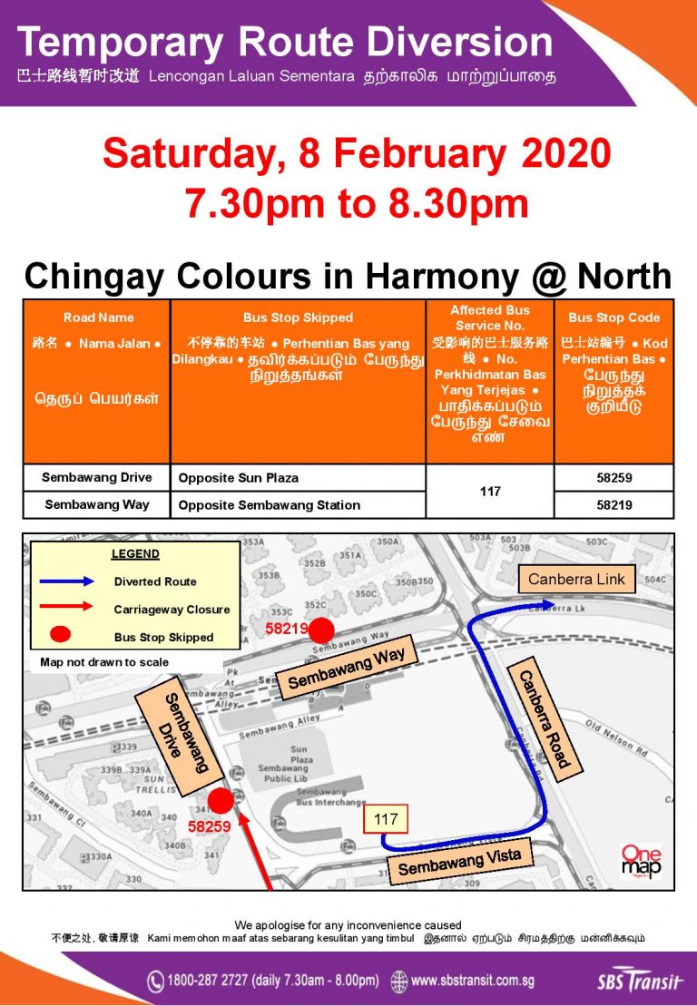 SBS Transit Temporary Route Diversion Poster for Chingay Colours in ...