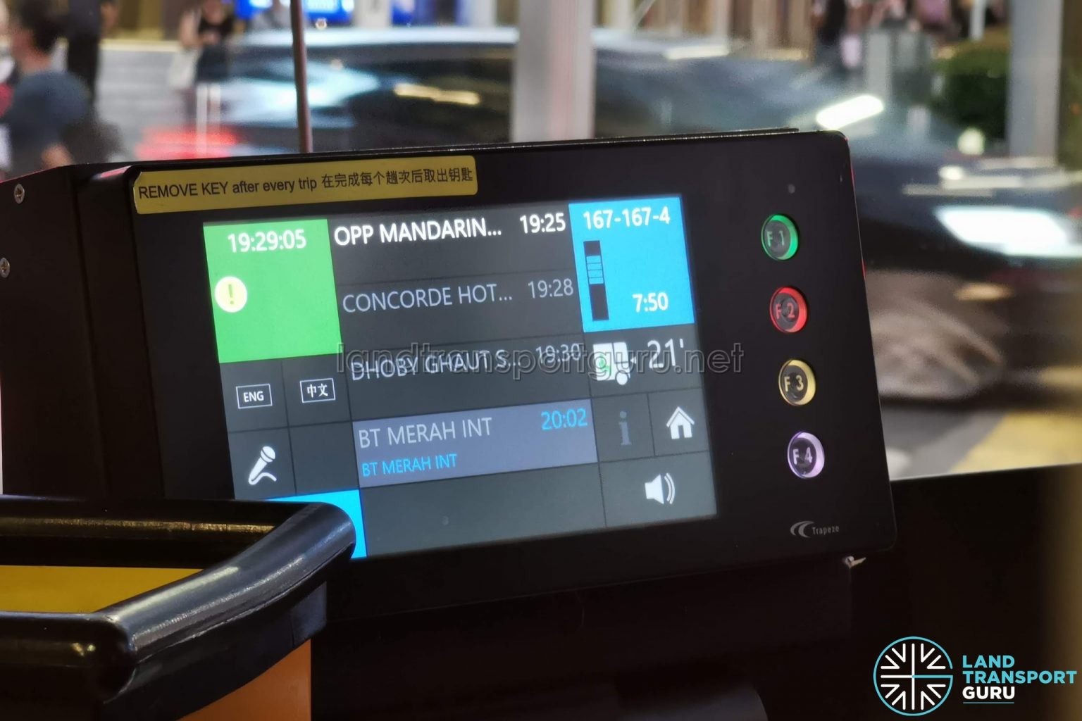 Trapeze CFMS Driver Display Unit onboard Service 167 | Land Transport Guru
