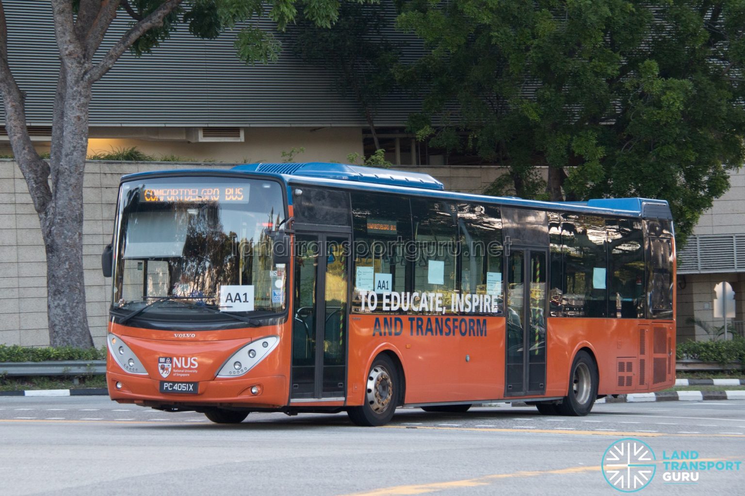NUS Bus AA1: ComfortDelgro Volvo B9L (PC4051X) | Land Transport Guru