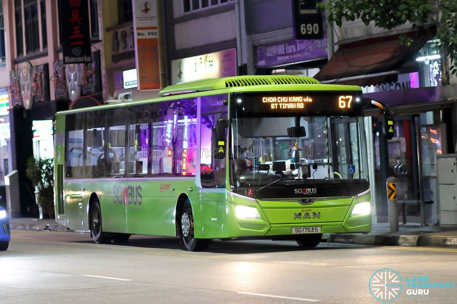 Bus 67 – SMRT Buses MAN A22 Euro 6 (SG1753S) | Land Transport Guru