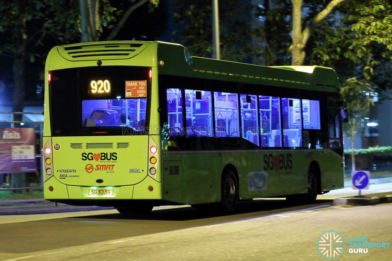 Bus 920 – SMRT Buses Volvo B5LH (SG3013G) [Rear] | Land Transport Guru