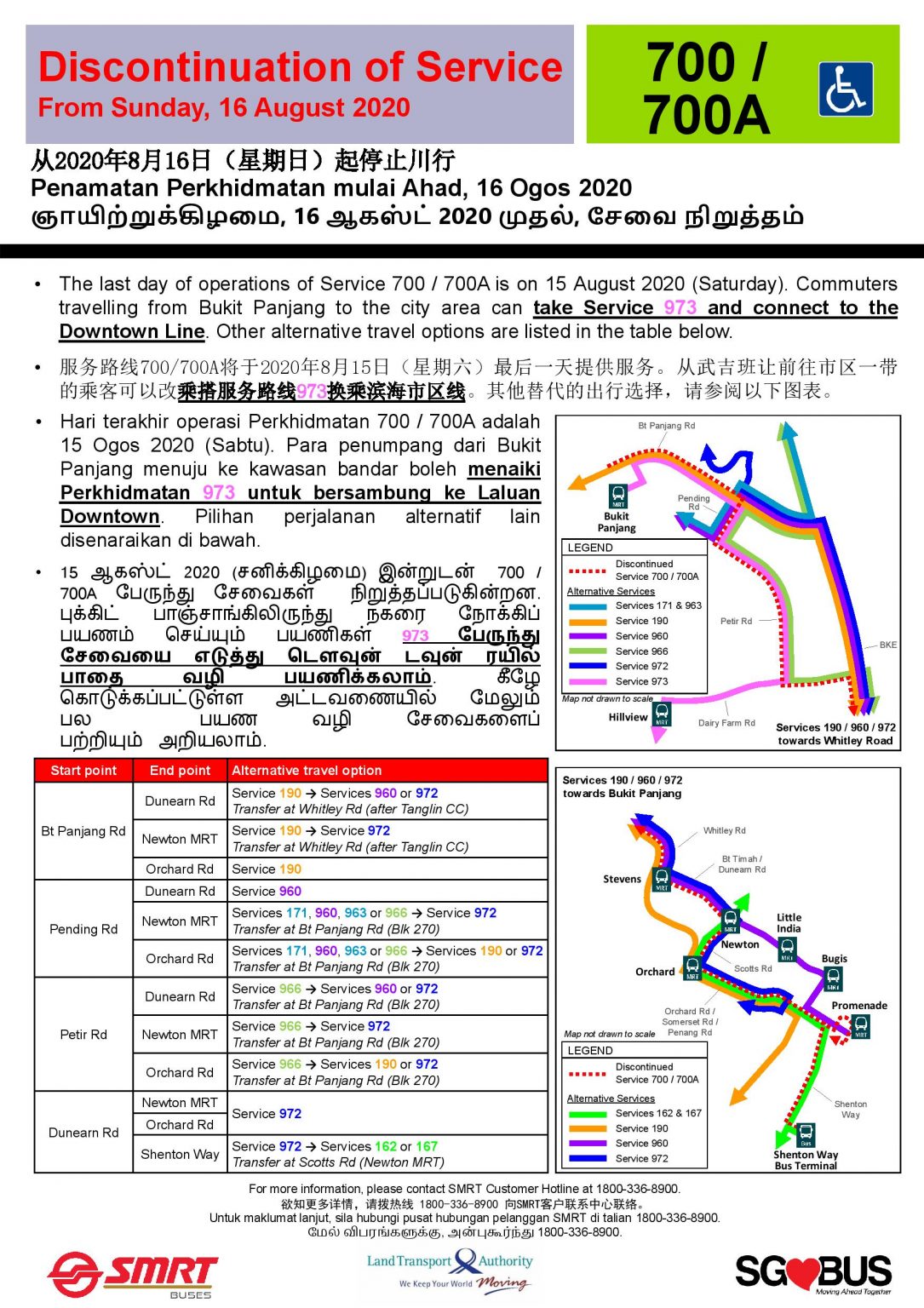 [Withdrawn Poster] Withdrawal of Bus Services 700 & 700A | Land ...