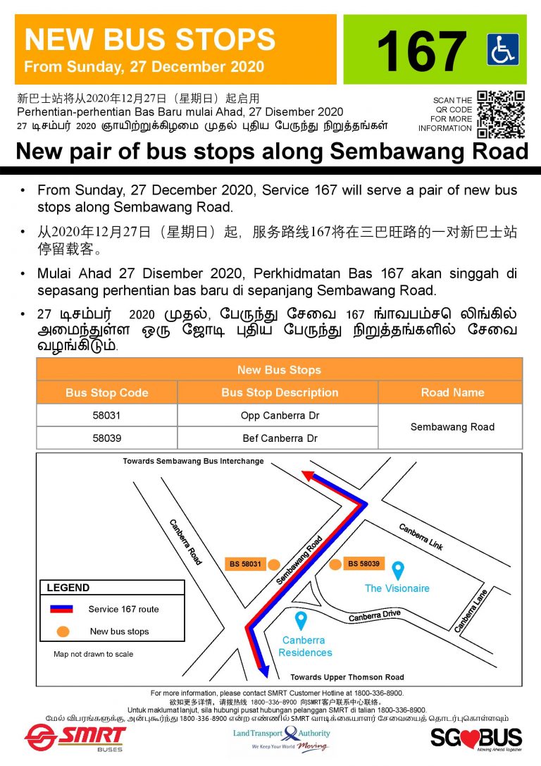New Bus Stops at Sembawang Road for Bus Service 167 | Land Transport Guru