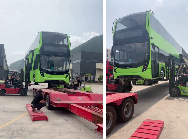 ADL E500 3 door being loaded onto a trailer in Zhuhai (Photo: SNK.. on ...