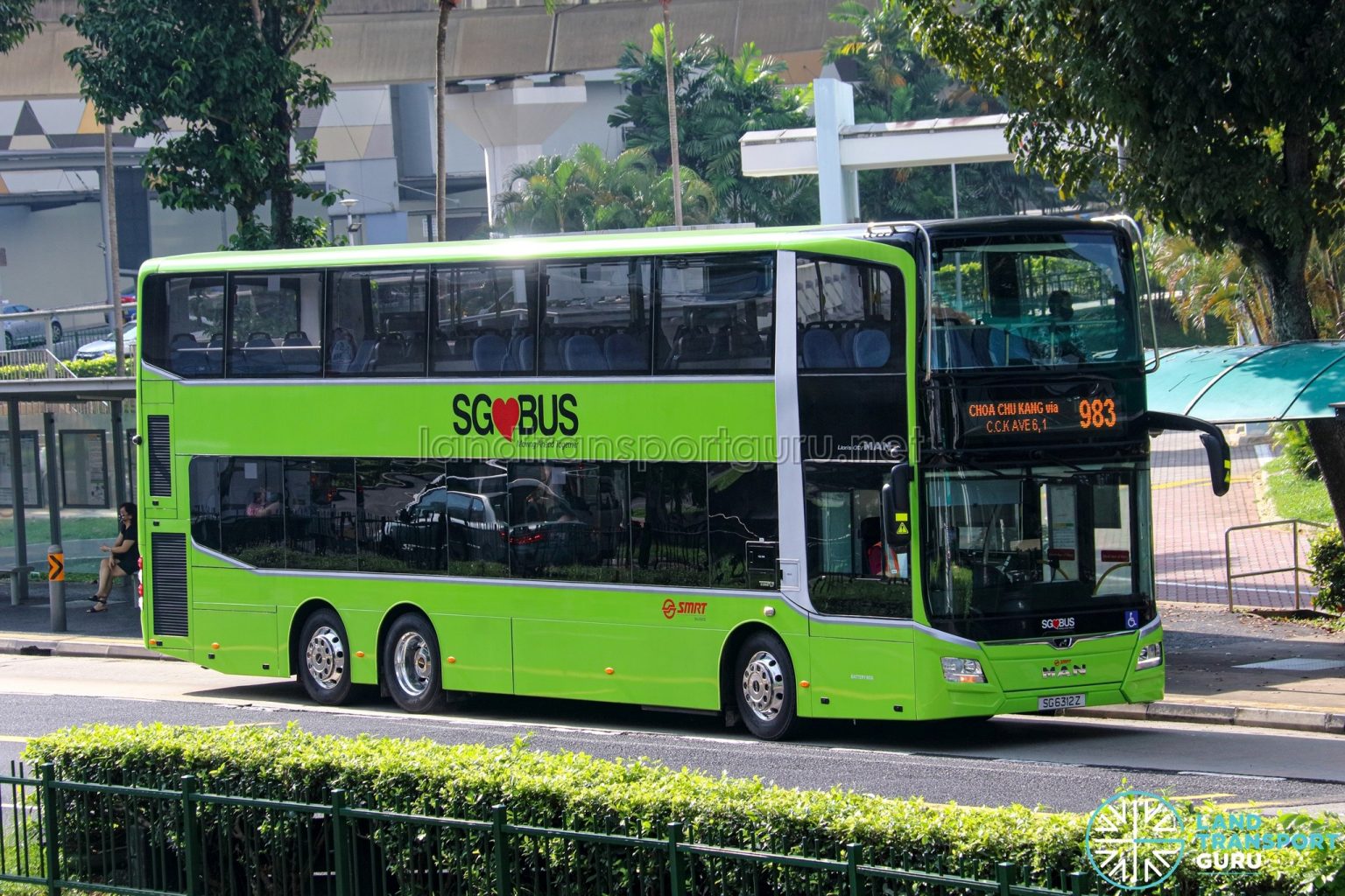 Bus 983 SMRT Buses MAN A95 Euro 6 3 Door SG6312Z Land Transport