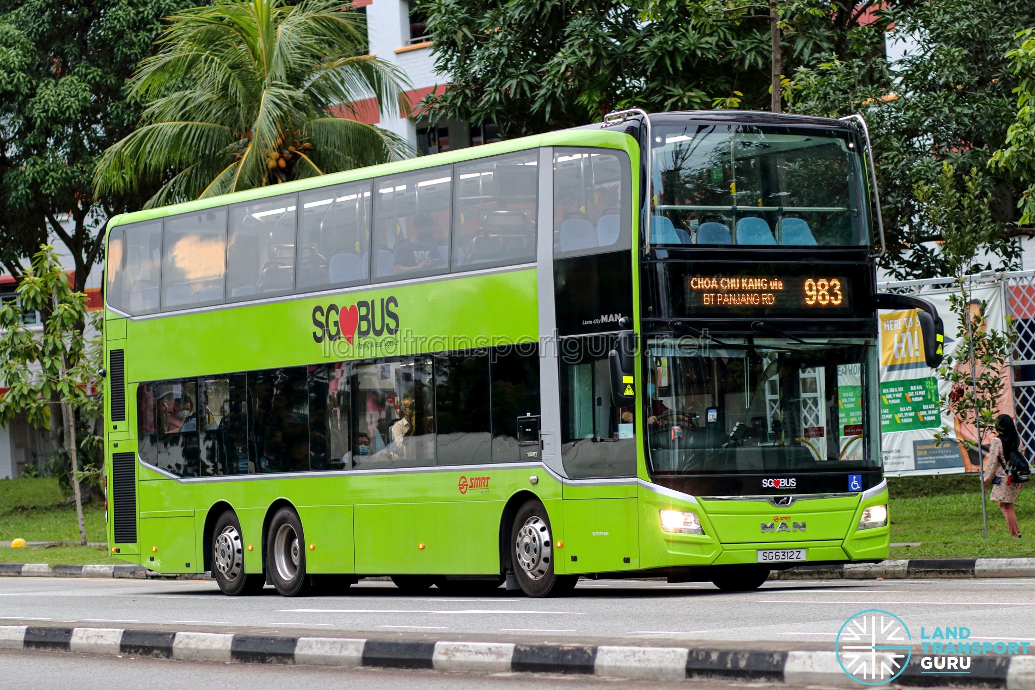 Bus 983 SMRT Buses MAN A95 Euro 6 3 Door SG6312Z Land Transport
