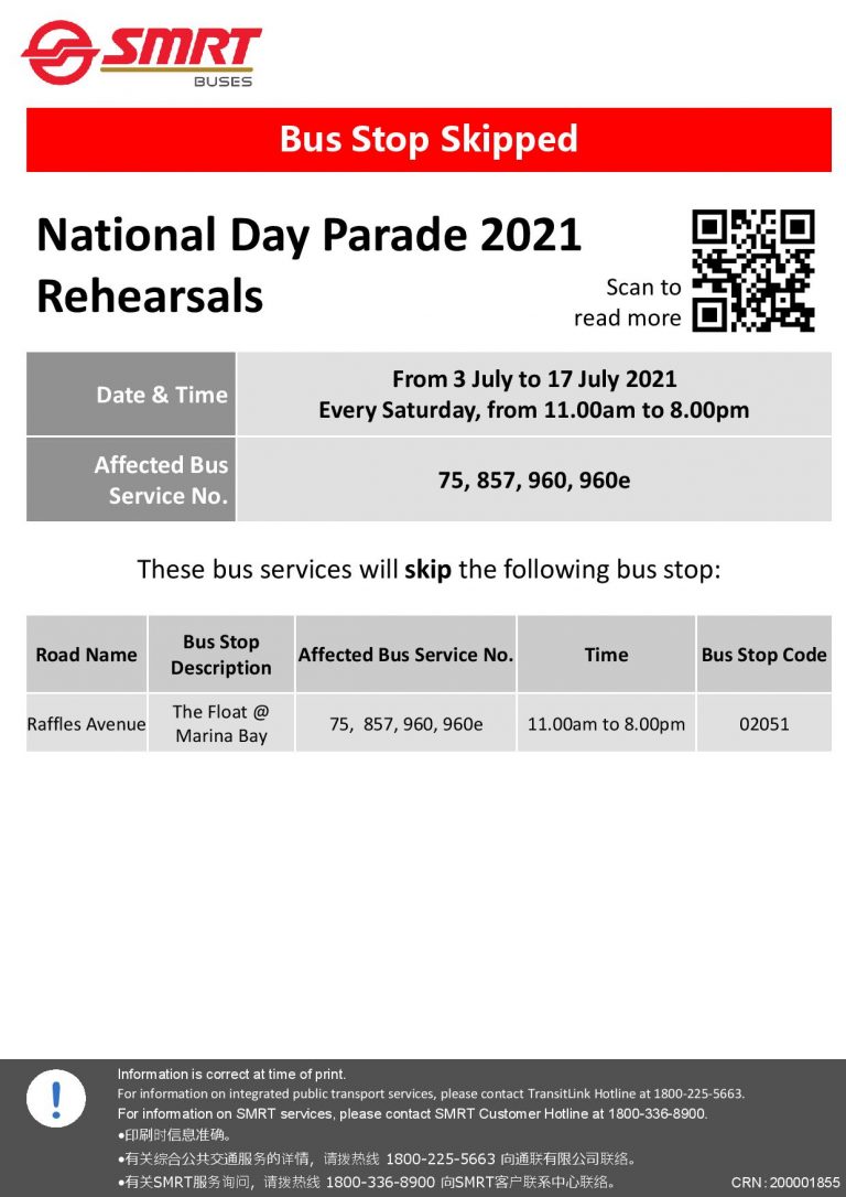 SMRT Buses Poster for Bus Stop Skipped – National Day Parade 2021 ...