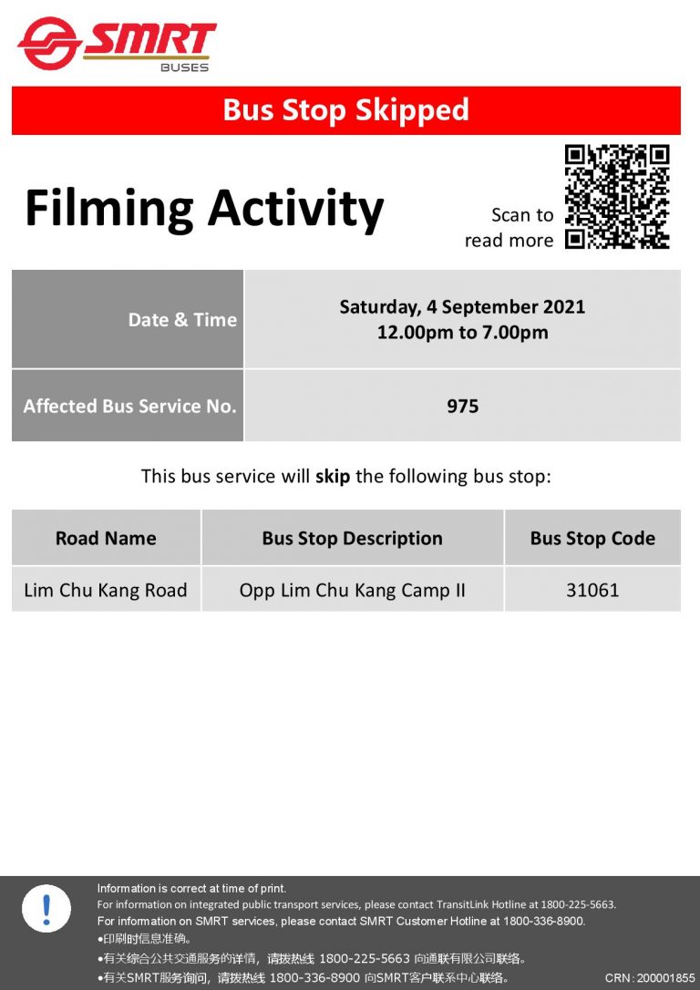 SMRT Buses Bus Stop Skipped Poster for Filming Activity | Land ...