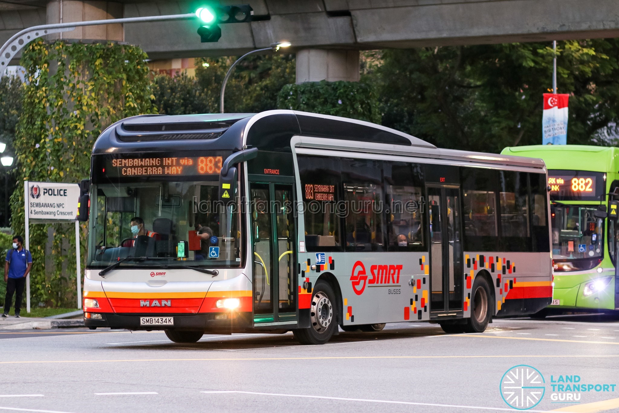 Bus 883 SMRT Buses MAN A22 SMB1434K Land Transport Guru Bus 883 SMRT Buses MAN A22 SMB1434K Land Transport Guru