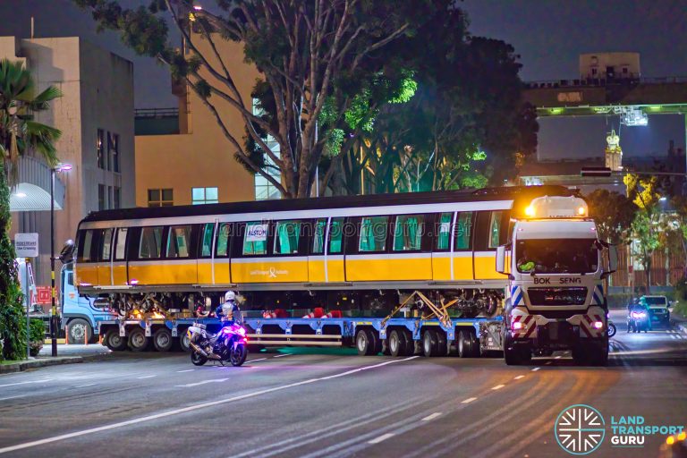 Alstom Metropolis C851E (CCL) train departing Pasir Panjang Terminal ...