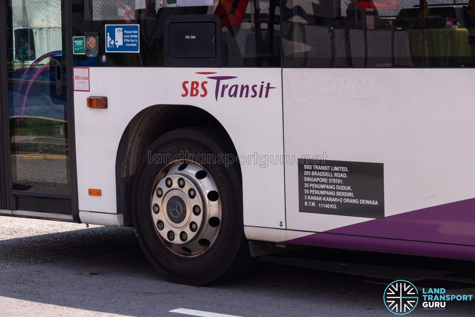 SBS Transit cross-border information stickers | Land Transport Guru