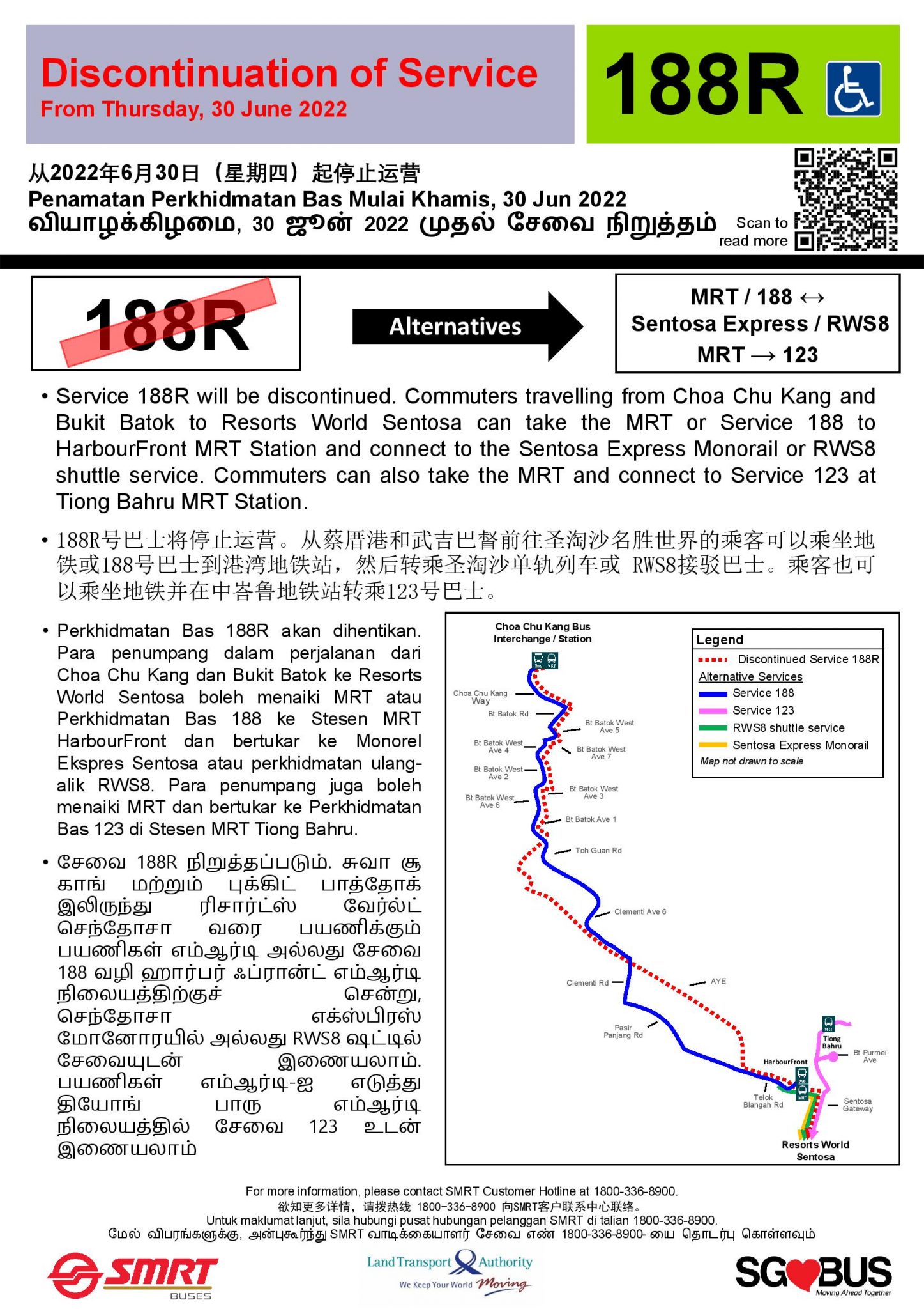 SMRT Buses Poster for Discontinuation of Bus Service 188R | Land ...