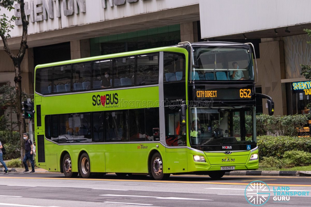 City Direct 652 – SBS Transit MAN A95 Euro 6 (SG6215X) | Land Transport ...