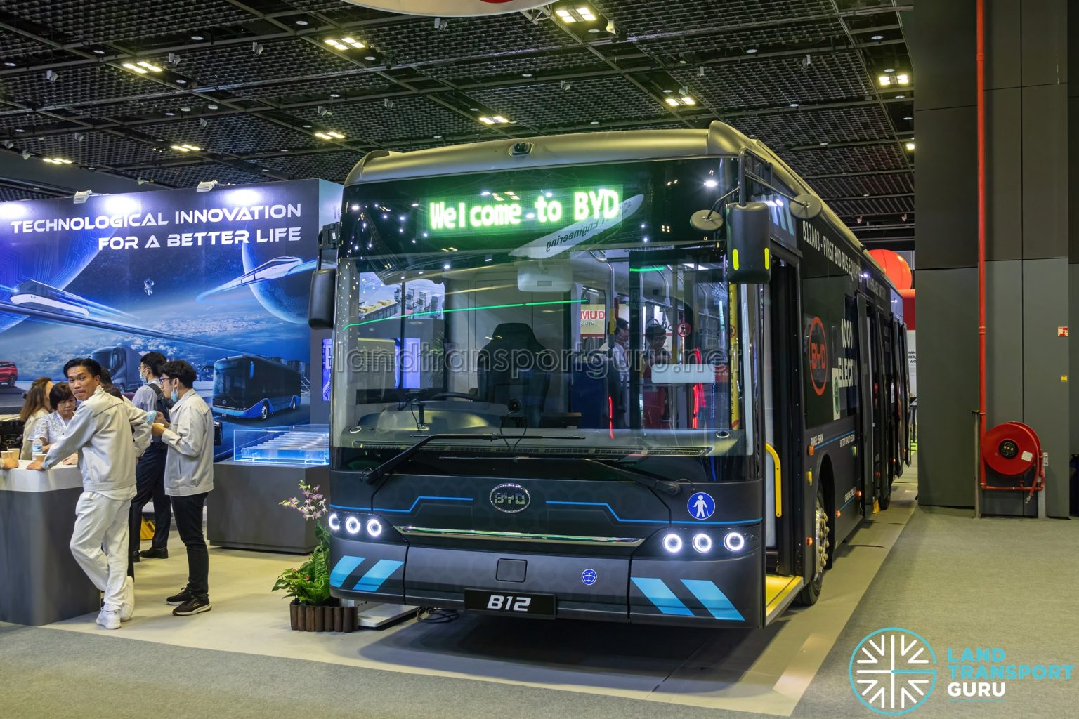 BYD B12A03 bus on static display at SITCE 2022 | Land Transport Guru