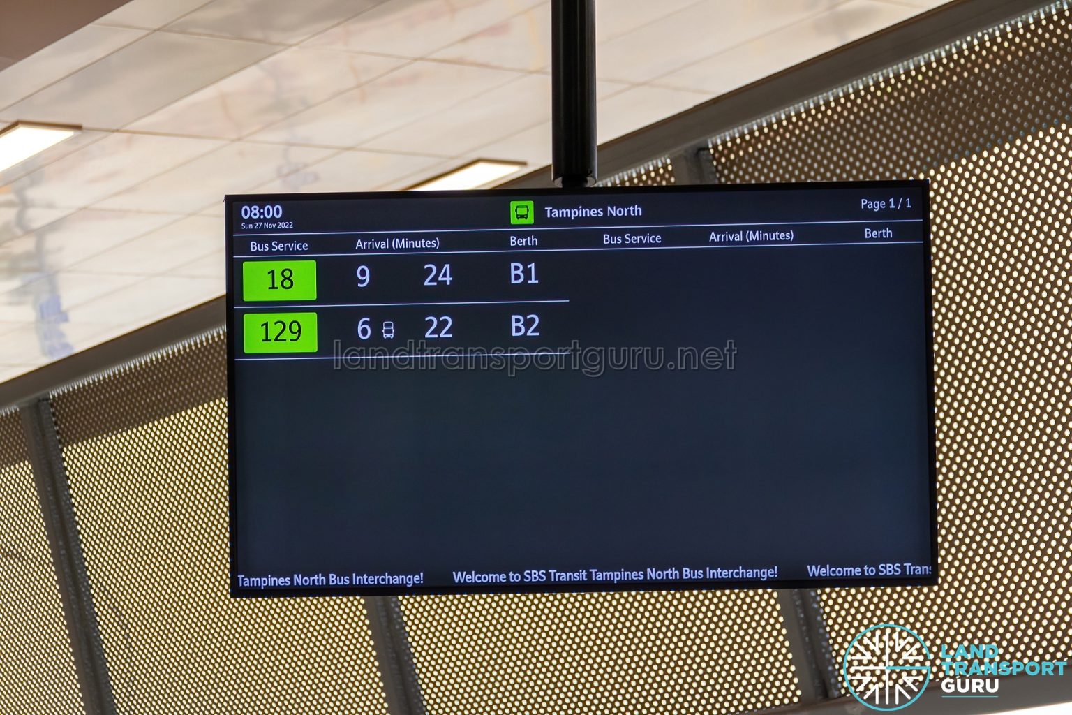 Tampines North Bus Interchange – Passenger Information Screen | Land ...