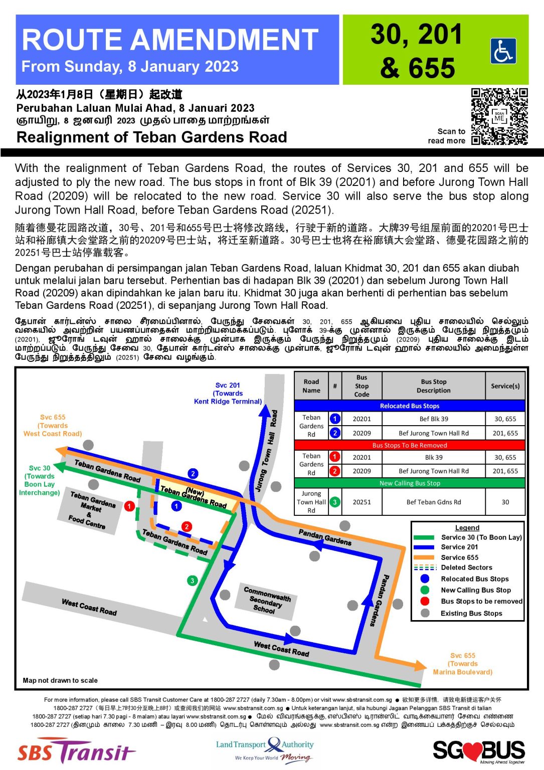 SBS Transit Poster for Route Amendment due to Realignment of Teban ...