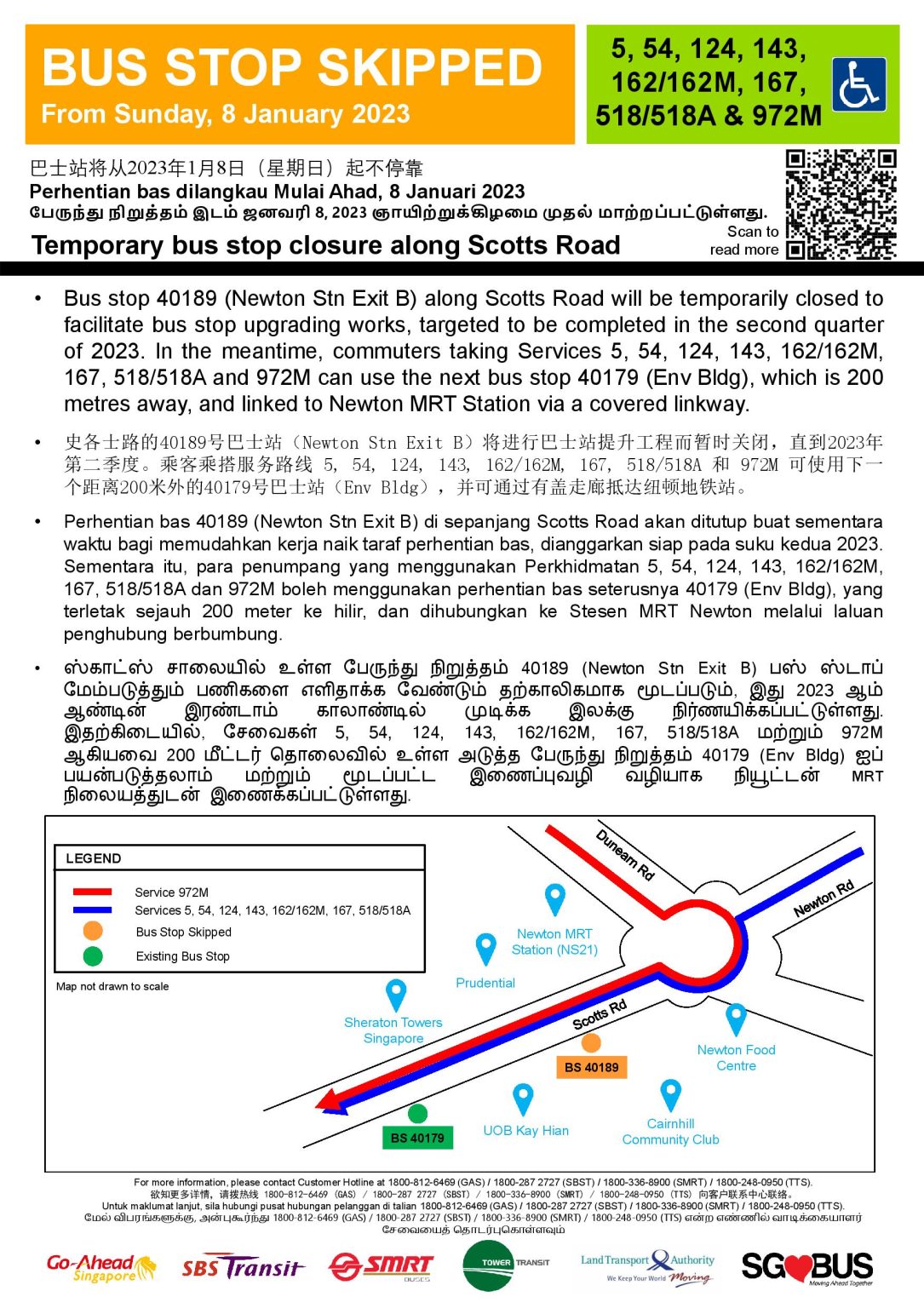 PTO combined poster for Temporary Bus Stop Closure along Scotts Road ...