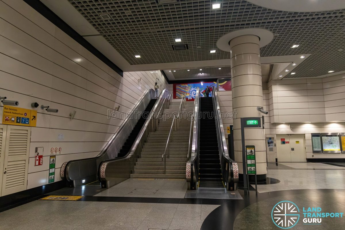 Outram Park MRT Station – Escalators / Stairs from NEL Concourse to ...