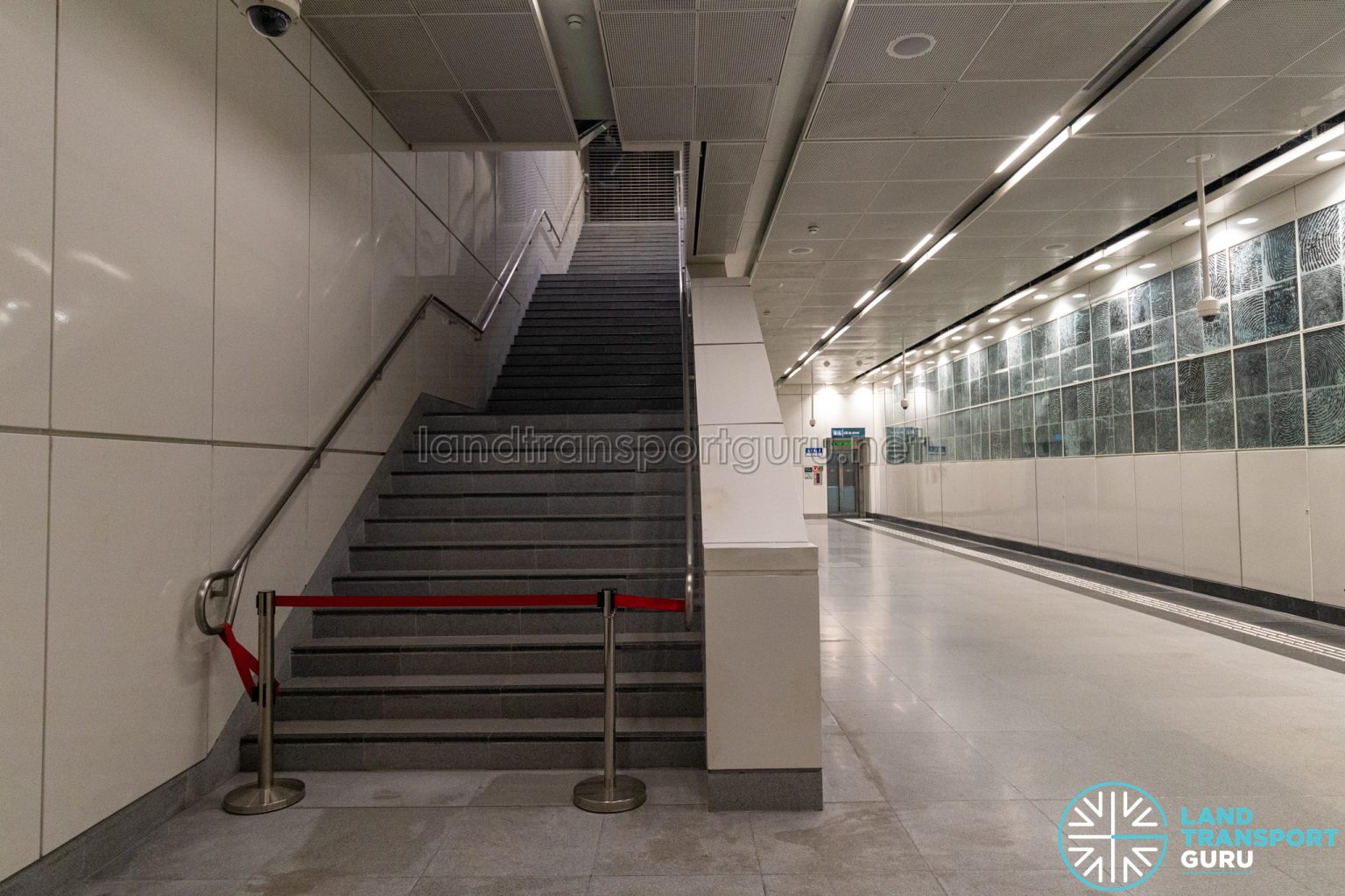 Upper Changi MRT Station – Cordoned off staircase at Ticket Concourse ...