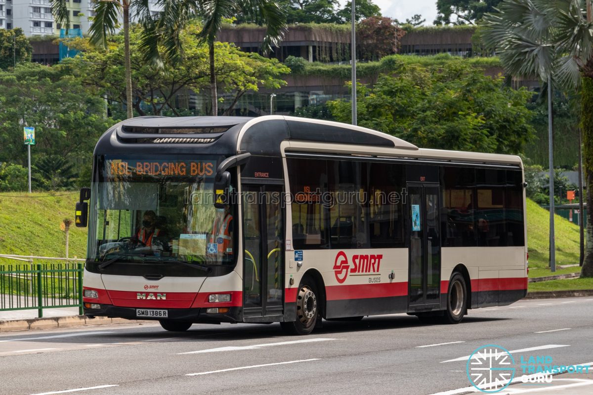 NSL Bridging Bus – SMRT Buses MAN A22 (SMB1386R) | Land Transport Guru
