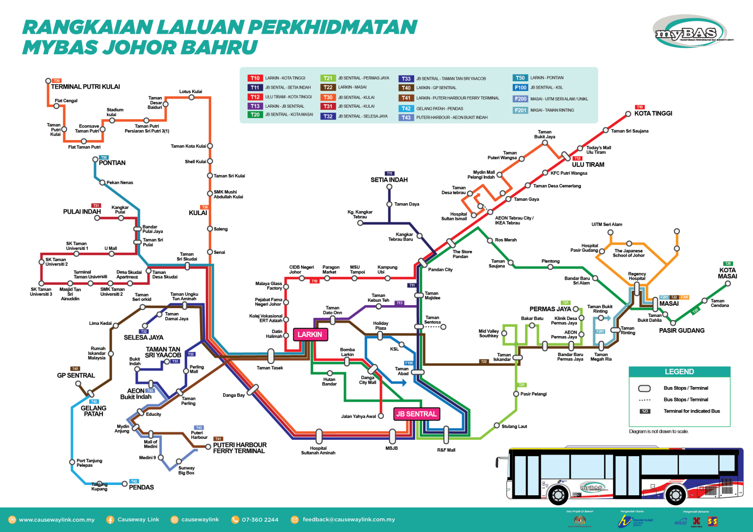 myBAS Johor Bahru network map as of 2022 | Land Transport Guru