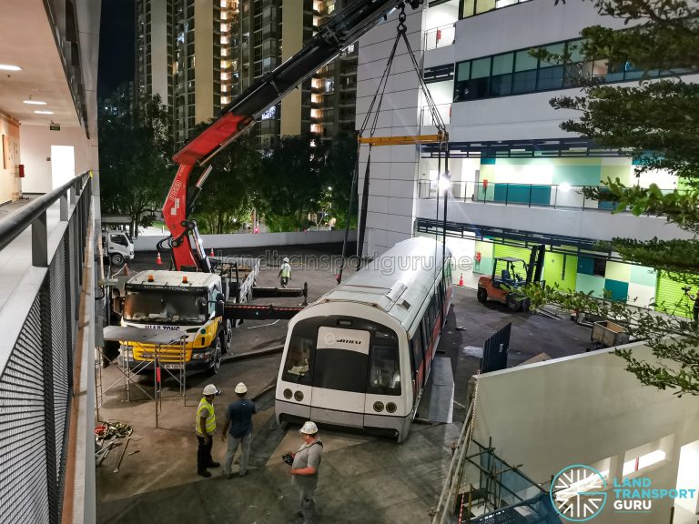 Preservation of C751B Car 3320 at ITE College West – Lifting front half ...