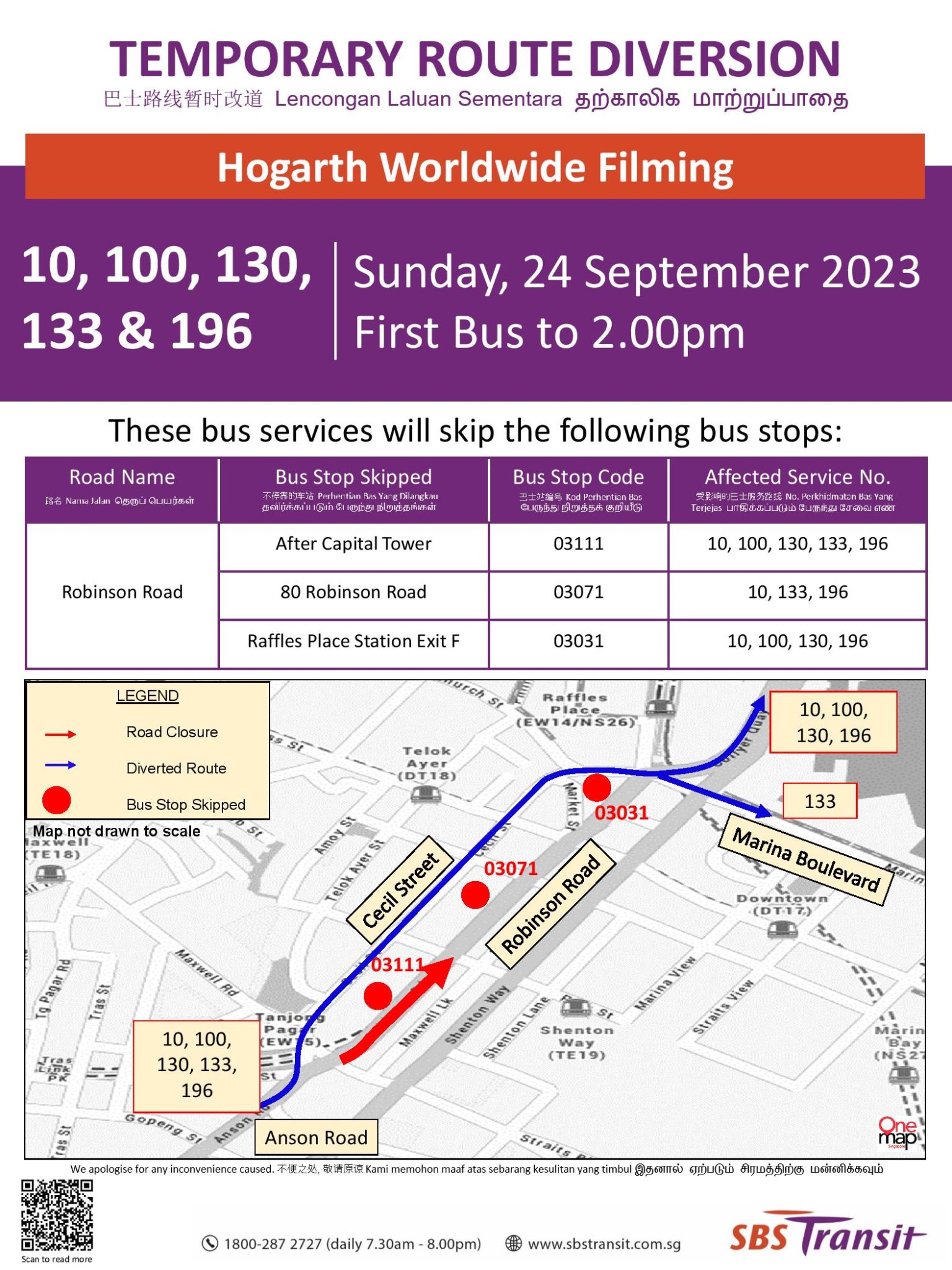 SBS Transit Temporary Route Diversion Poster for Hogarth Worldwide ...