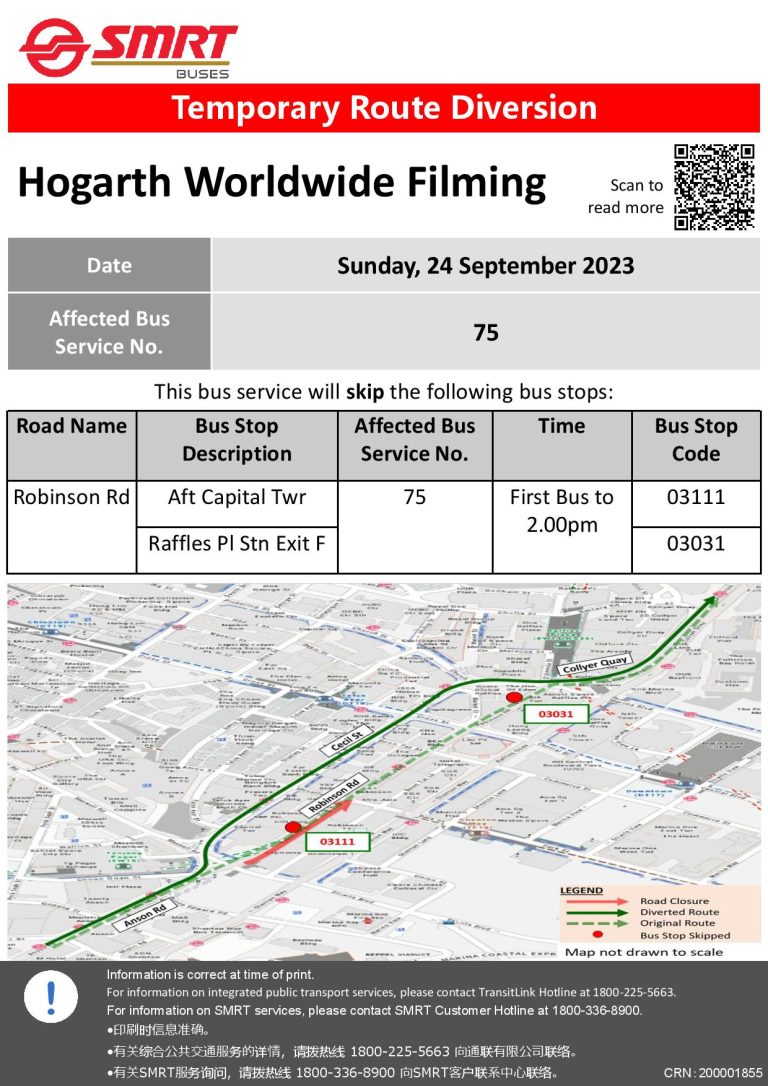 SMRT Buses Temporary Route Diversion Poster for Hogarth Worldwide ...