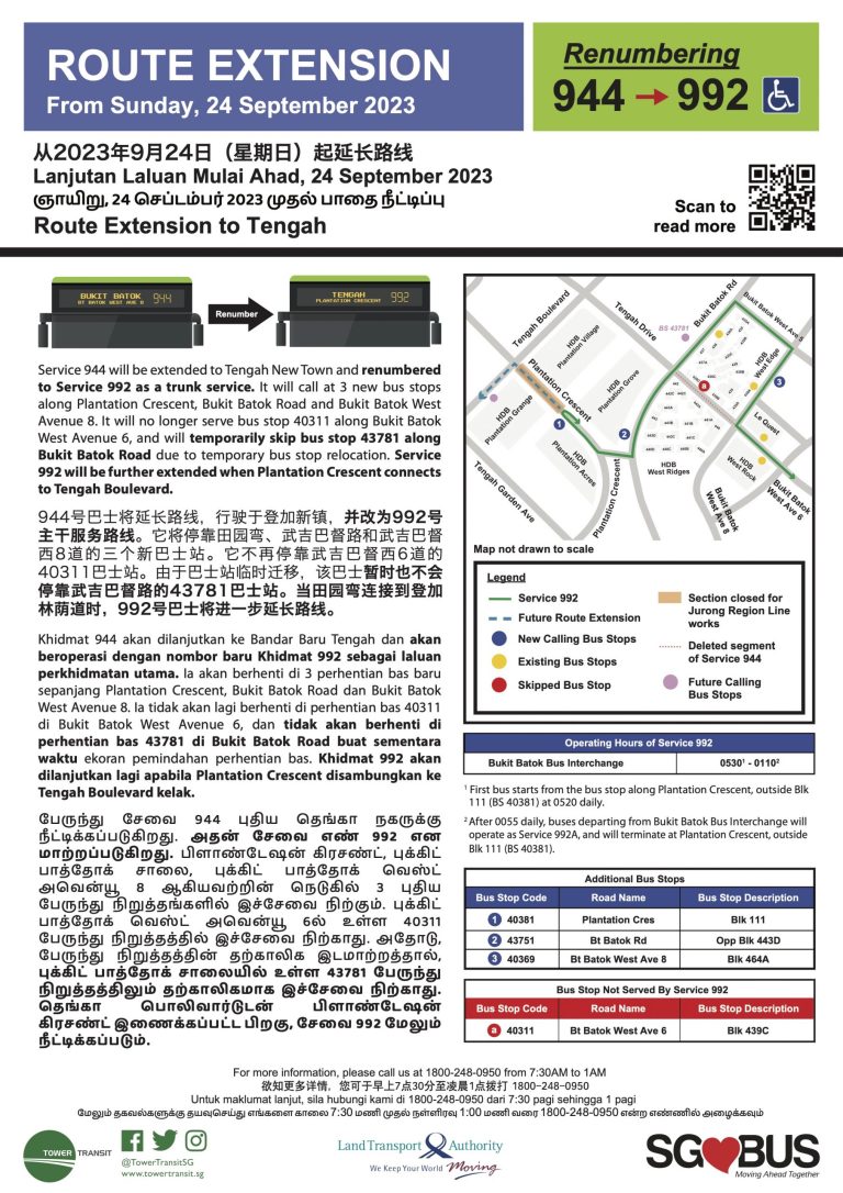 [Defunct] Tower Transit Bus Service 992A | Land Transport Guru