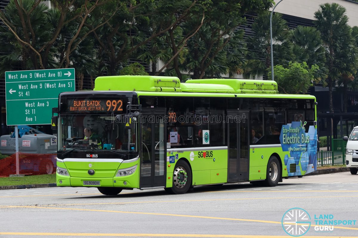 Bus 992 – Tower Transit Yutong E12 (SG3090H) | Land Transport Guru