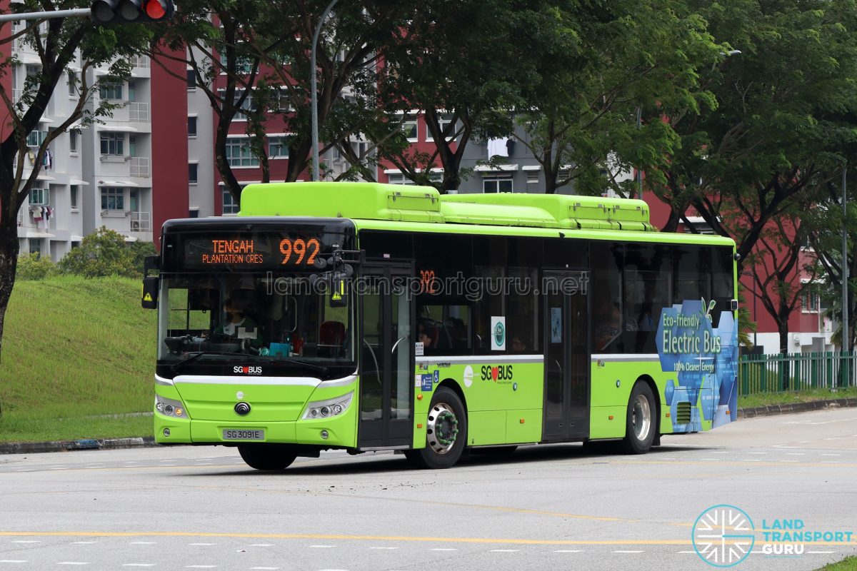 Bus 992 – Tower Transit Yutong E12 (SG3091E) | Land Transport Guru