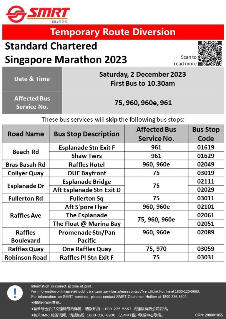 SMRT Buses Temporary Route Diversion Poster for Standard Chartered ...