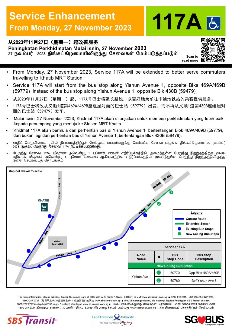 SBS Transit Poster for Service 117A Extension | Land Transport Guru