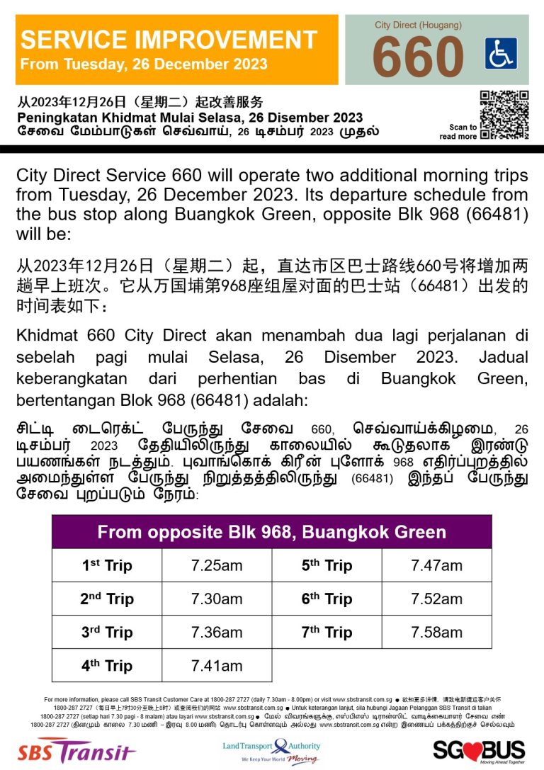 SBS Transit City Direct Bus Service 660 | Land Transport Guru