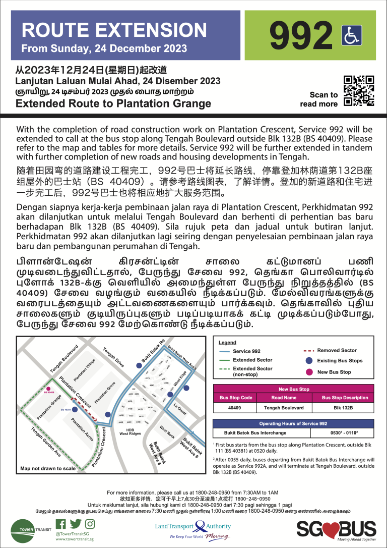 Tower Transit Poster for Route Extension of Service 992 to Plantation ...
