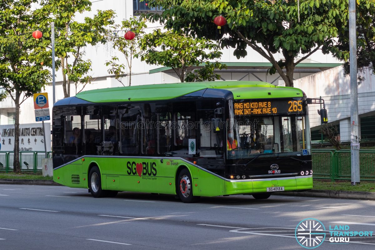 Bus 265 – SBS Transit BYD B12A03 (SG4013A) | Land Transport Guru